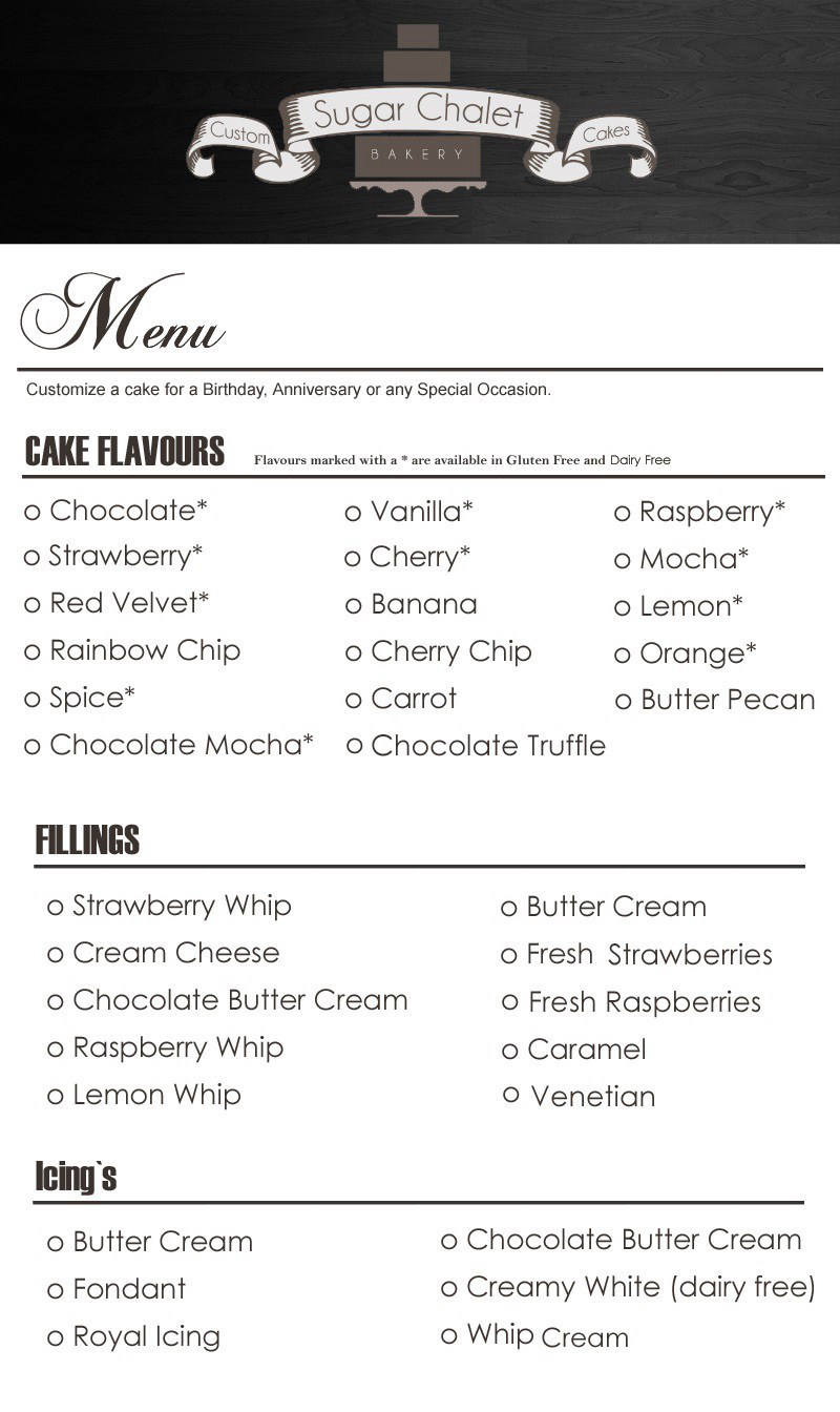 Menu – Sugar Chalet